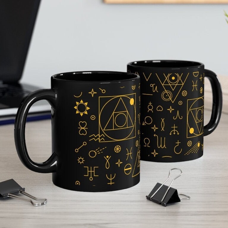 Black Mug Alchemy Symbols Witchy Gift Mug Spell Brew Chemistry - Etsy
