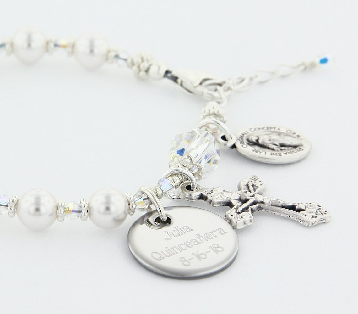First Communion Bracelet Rosary Bracelet for Communion - Etsy