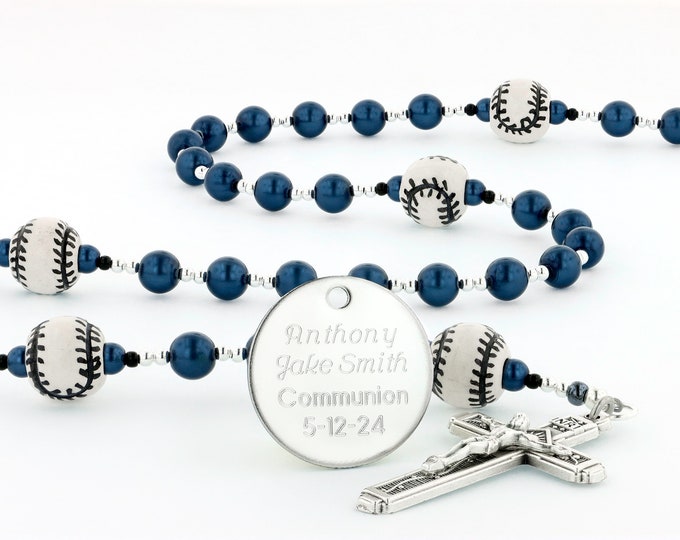Boy's First Communion Rosary, Boy Rosary Beads, Sports Rosary, Boy ...