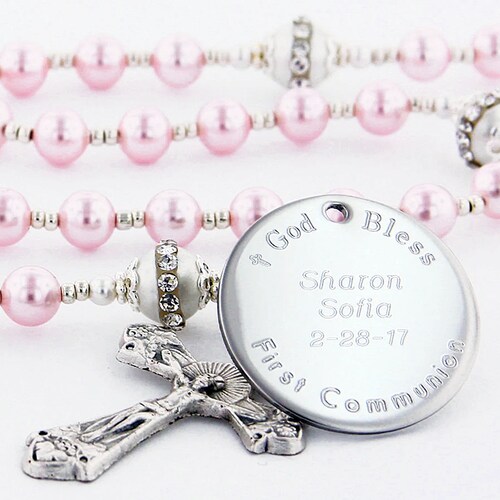First Communion Rosary Girl Communion Gift Personalized - Etsy