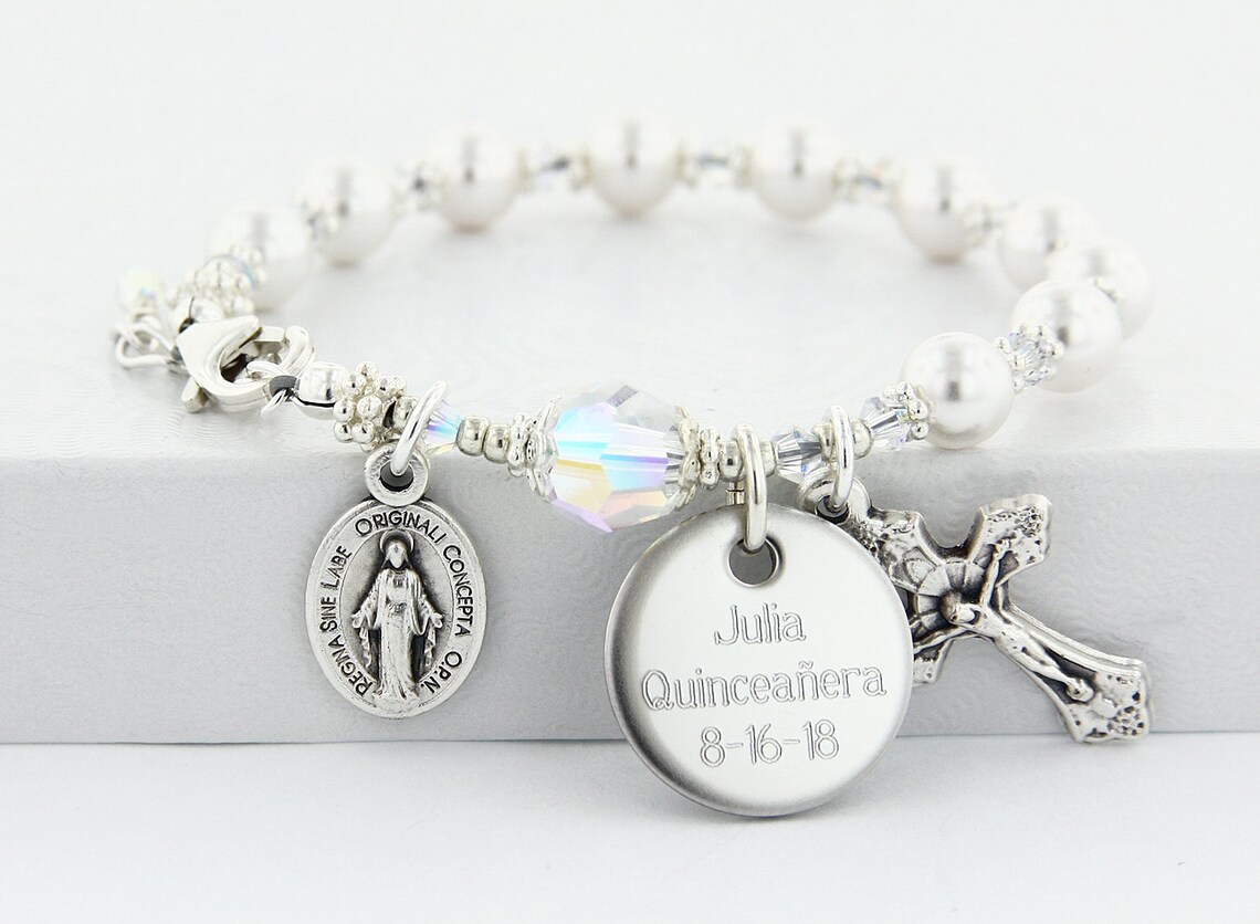 First Communion Bracelet Rosary Bracelet for Communion - Etsy
