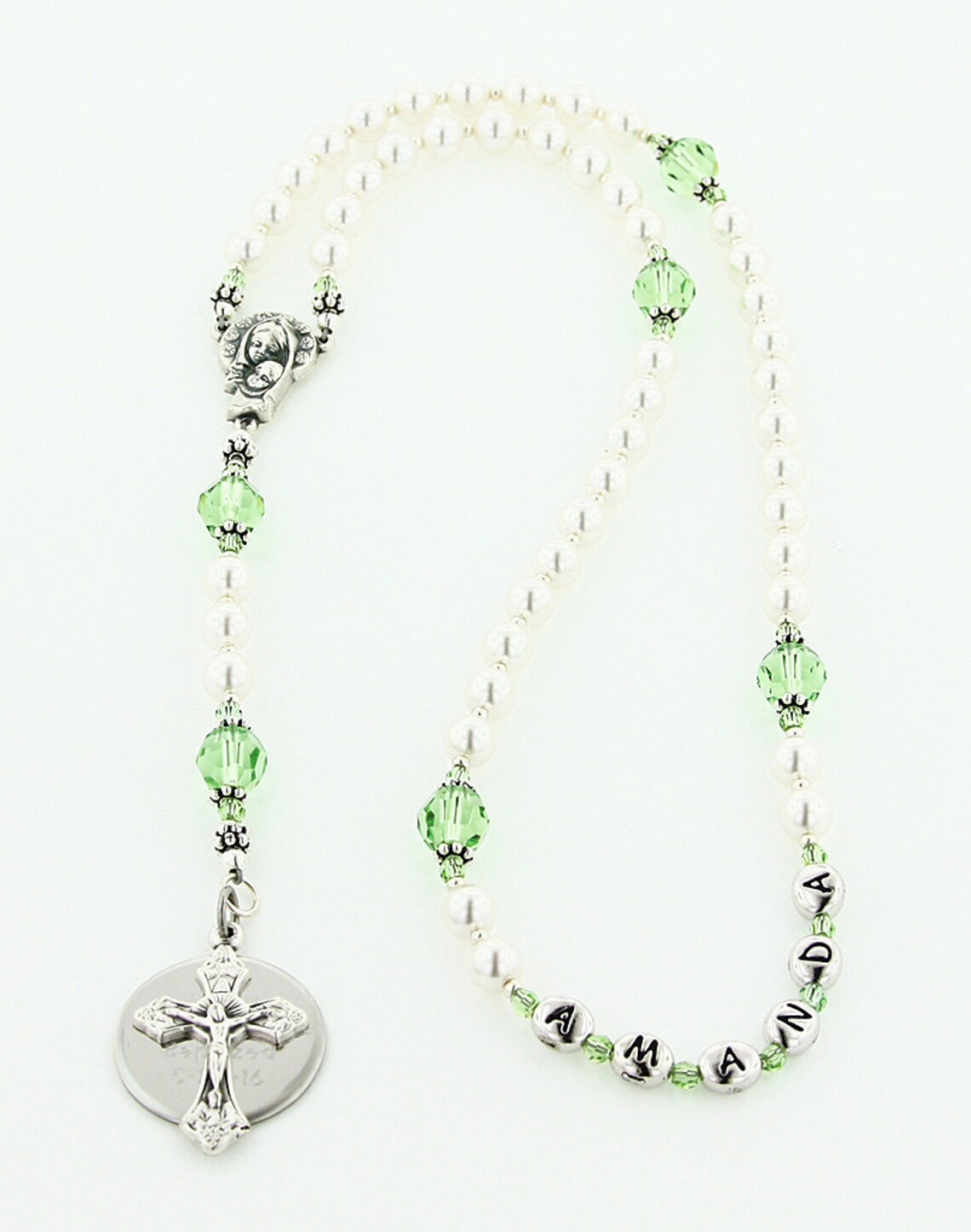 Birthstone Baptism Rosary, Personalized Rosary, Christening Gift ...