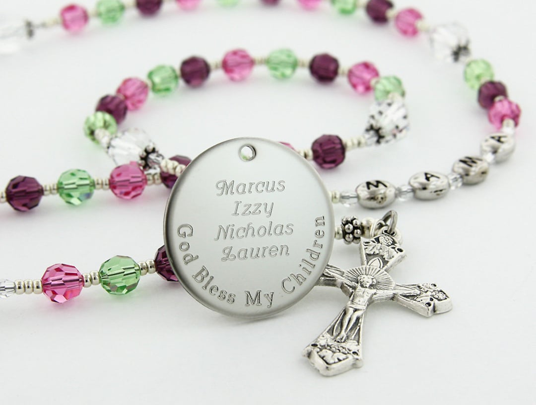 Custom Rosary Beads for Mom, Personalized Rosary for Catholic Birthday ...