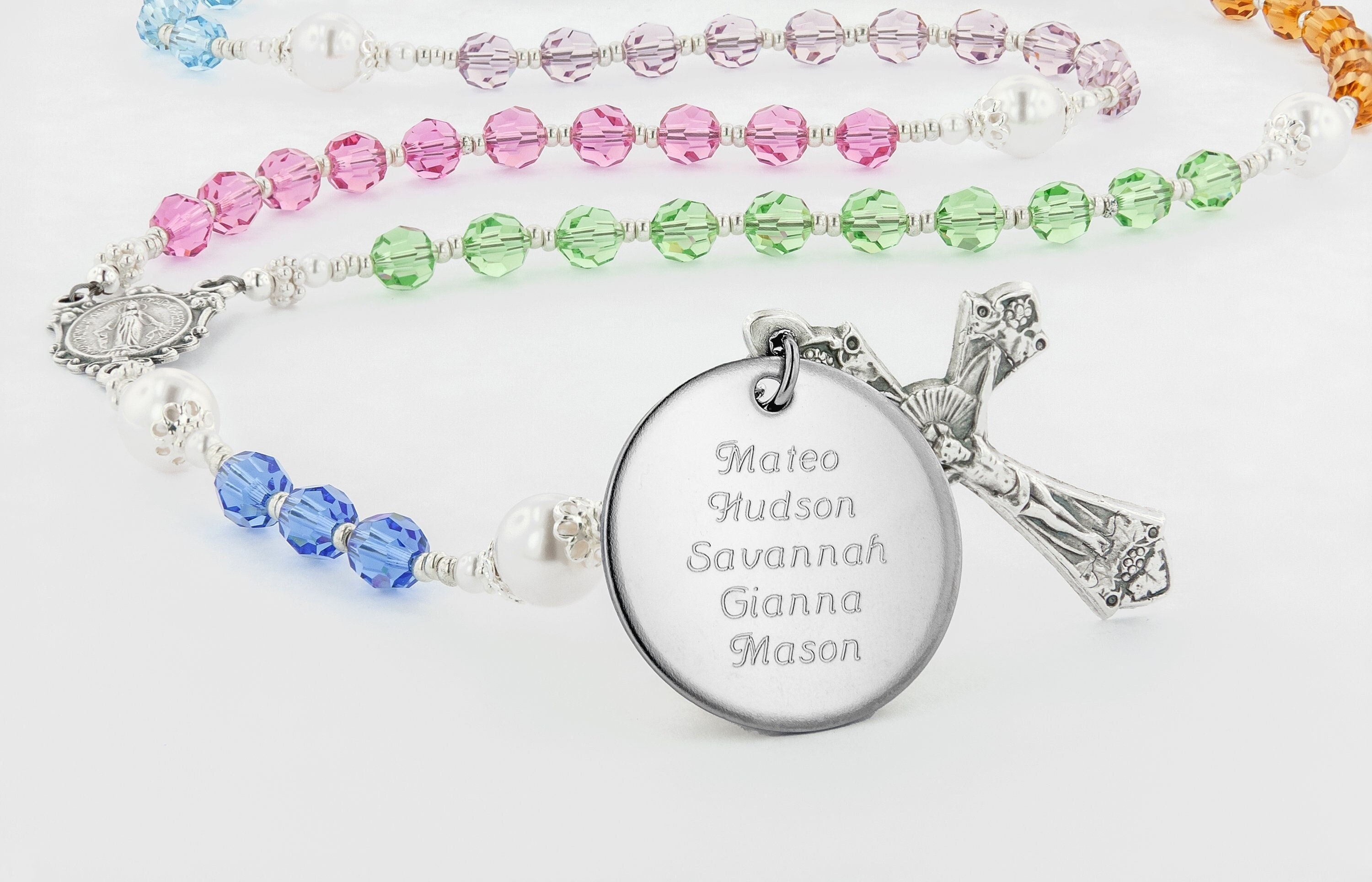 Personalized Birthstone Rosary Beads, Custom Catholic Birthday Gift for ...