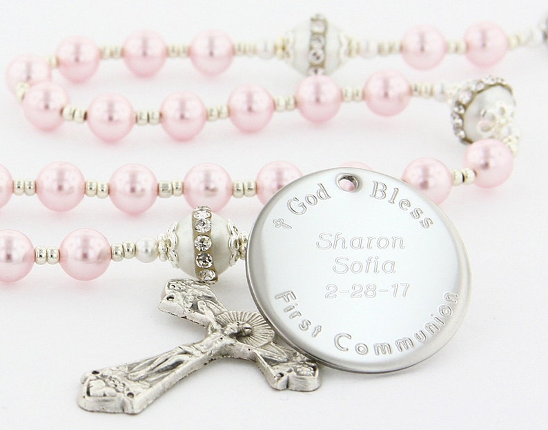 First Communion Rosary Girl Communion Gift Personalized | Etsy