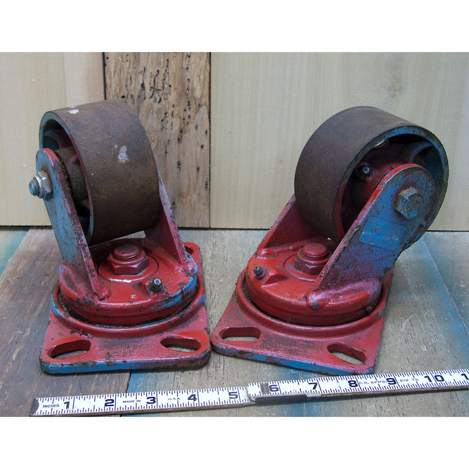 Vintage Pair of 4 Inch Steel Wheel Swivel Casters by Hamilton - Etsy