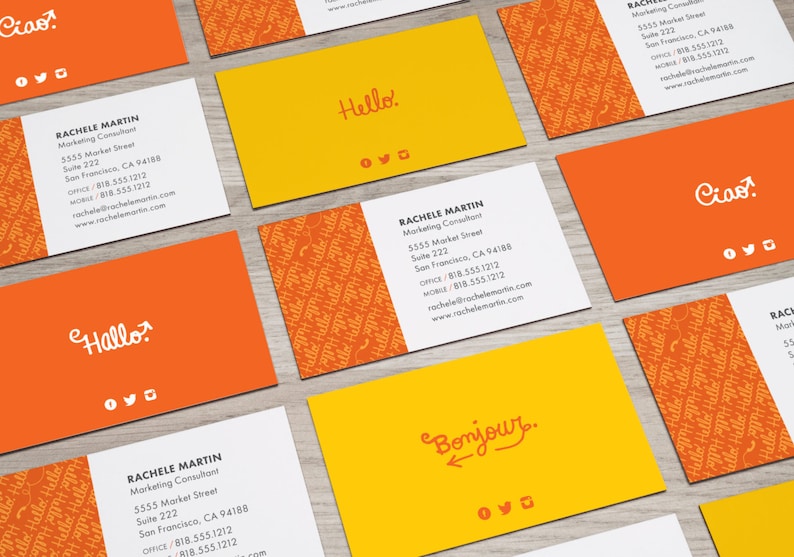 Hello Business Card Design in 4 Different Languages! - Etsy