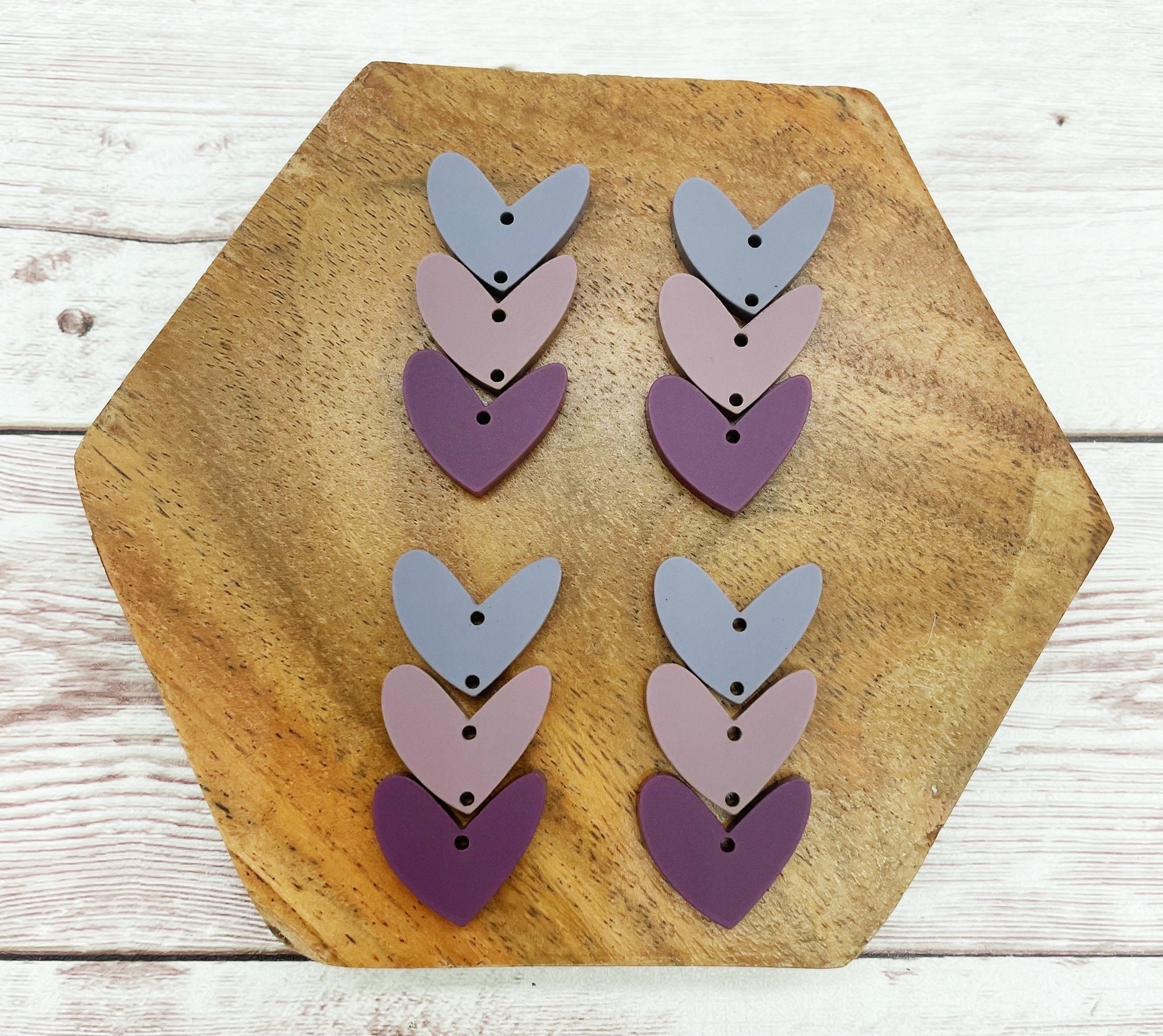 Purple Tone Triple Stacked Hearts Valentine’s Earring Blanks, DIY ...