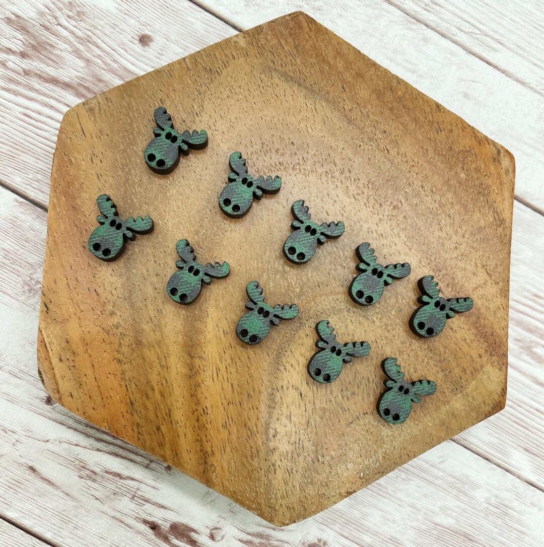 Green and Black Plaid Wood Moose Stud Earring Blanks Set of 5 Pair DIY ...