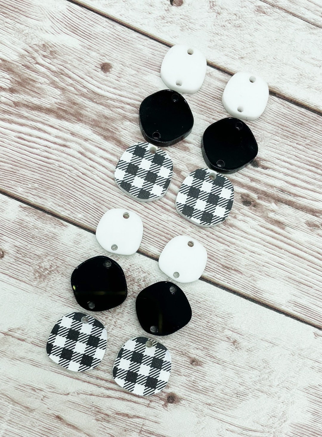 Black White Plaid Acrylic Trio Set Earring Blanks, DIY Jewelry Making ...