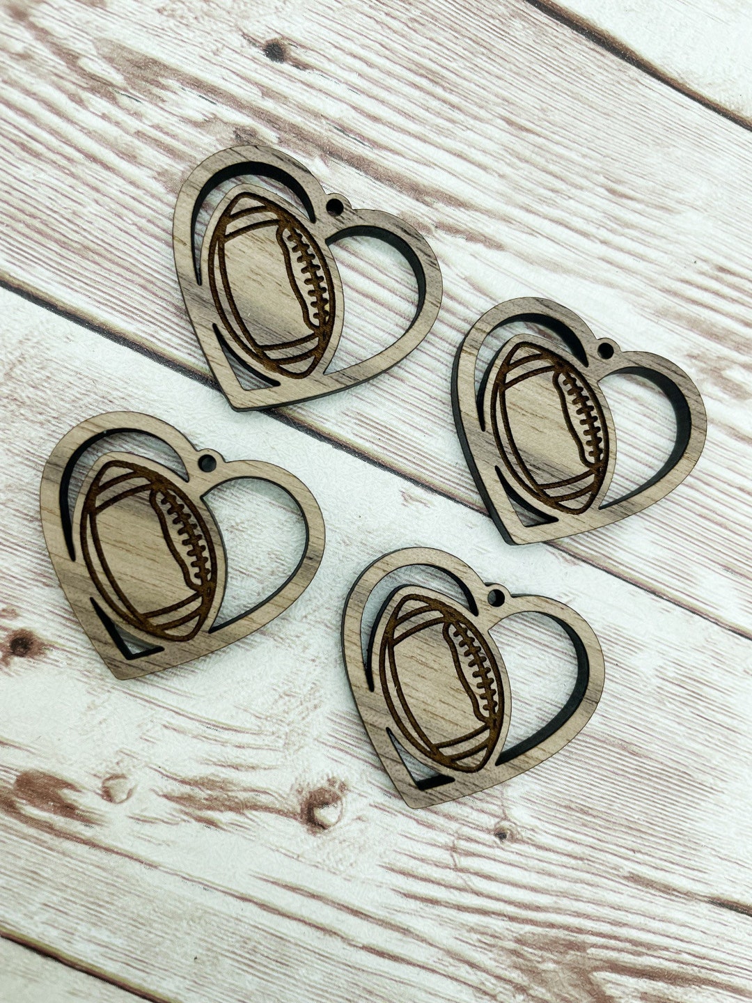 Wood Football Heart Earring Blanks, Finished Walnut Blank, DIY Jewelry ...
