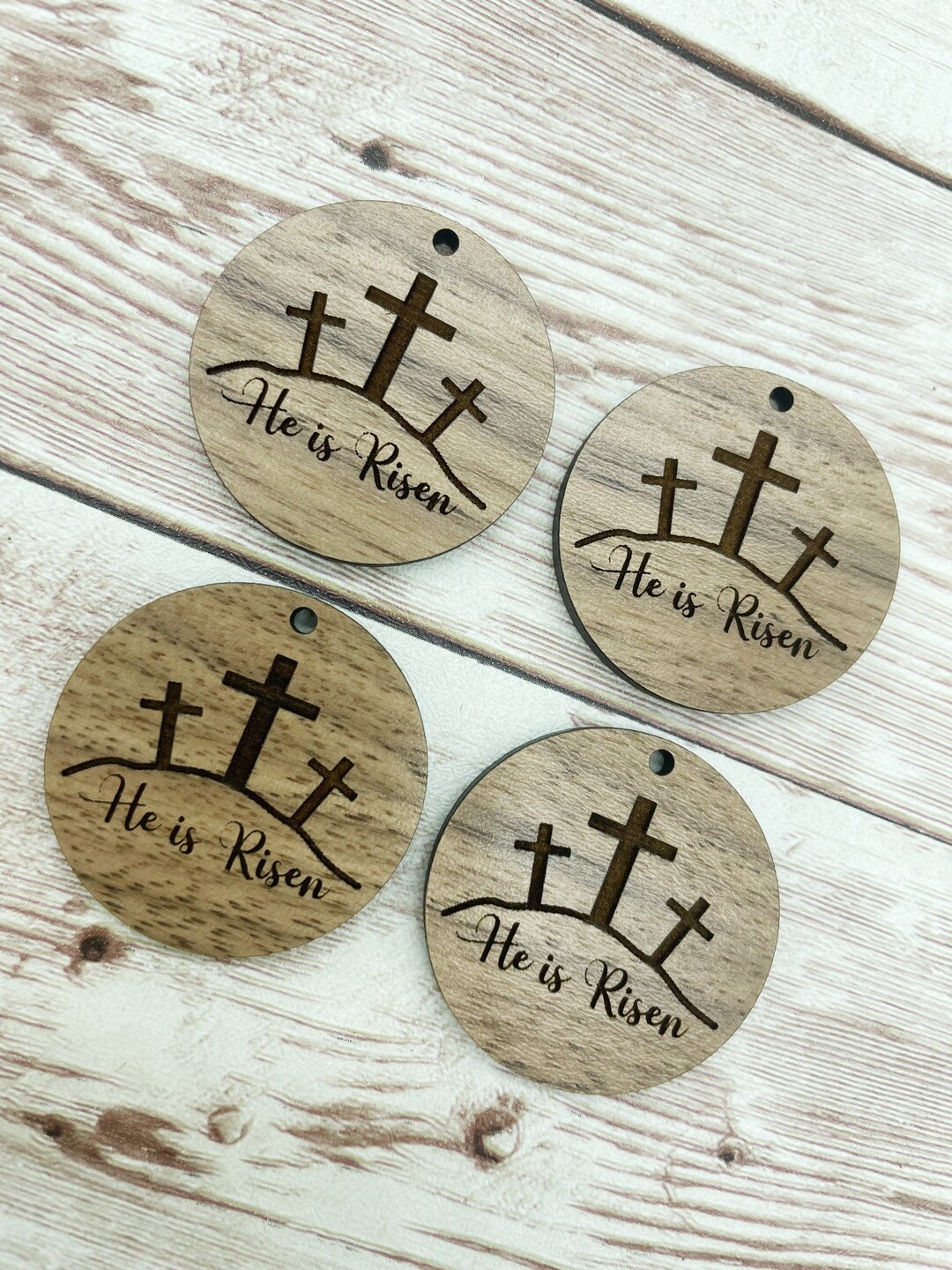 Wood Circle Engraved He is Risen Crosses Earring Blanks, Finished ...