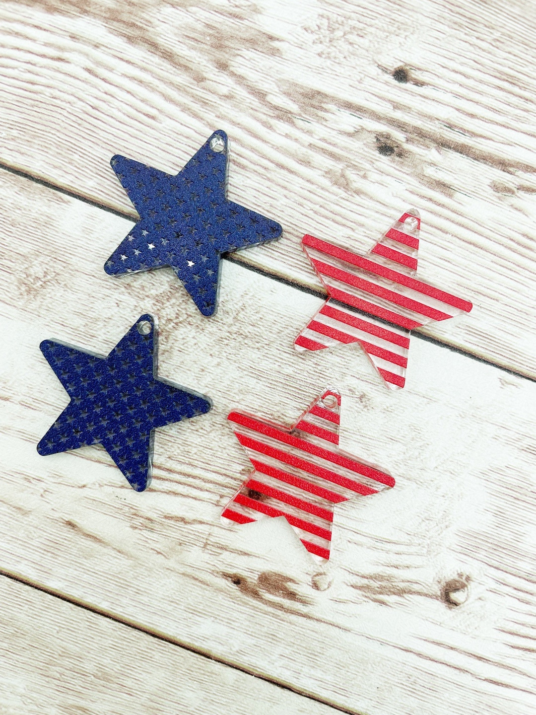 Patterned Stars and Stripes Star Acrylic Earring Blanks, DIY Jewelry ...