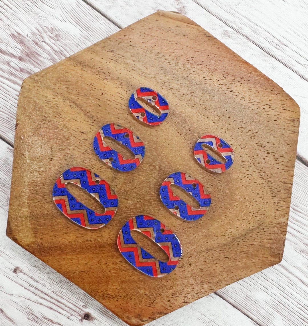Red Blue Chevron 4th of July Stars Retro Trio Acrylic Earring Blanks ...