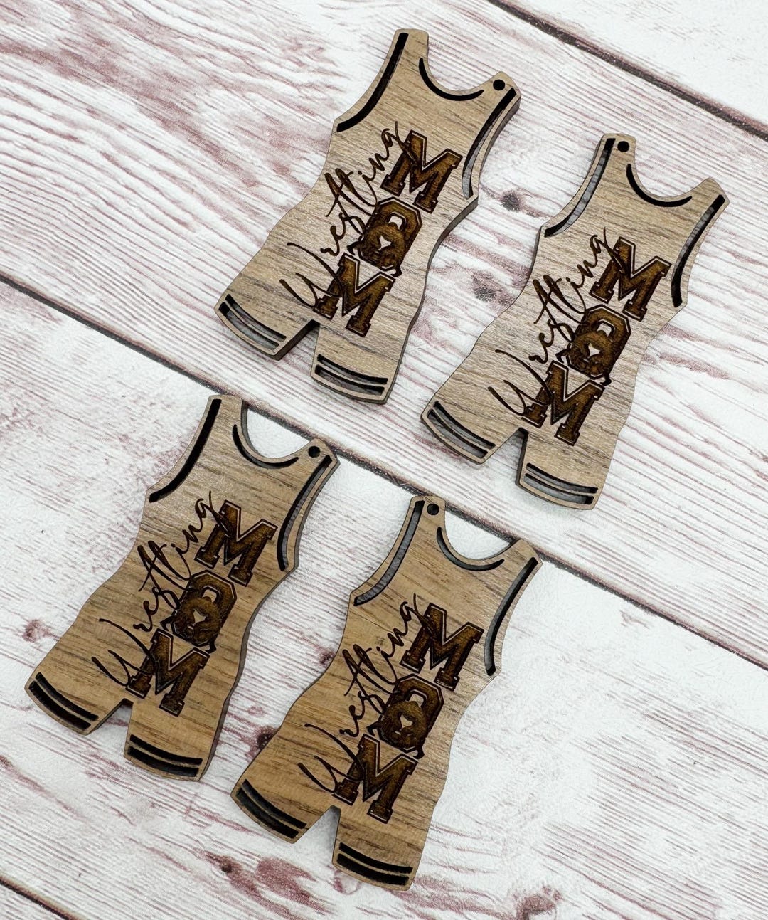 Wood Engraved Wrestling Mom Singlet Sports Earring Blanks, Finished ...