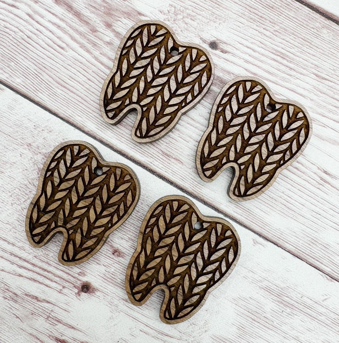 Wood Engraved Tooth, Dentist, Dental Hygienist Earring Blanks, Finished ...