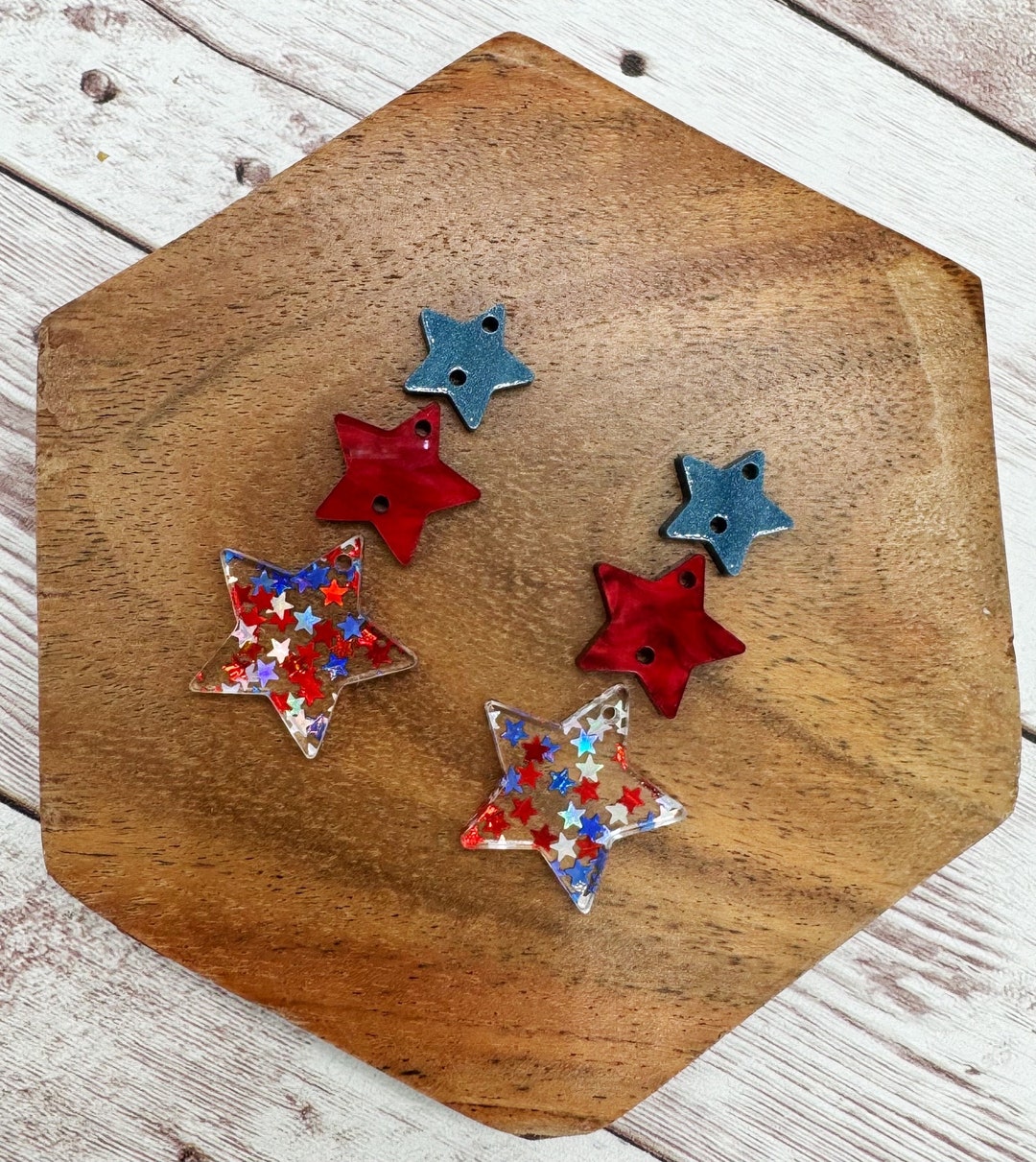 Red White Blue Glitter Star Trio 4th of July Acrylic Set Earring Blanks ...
