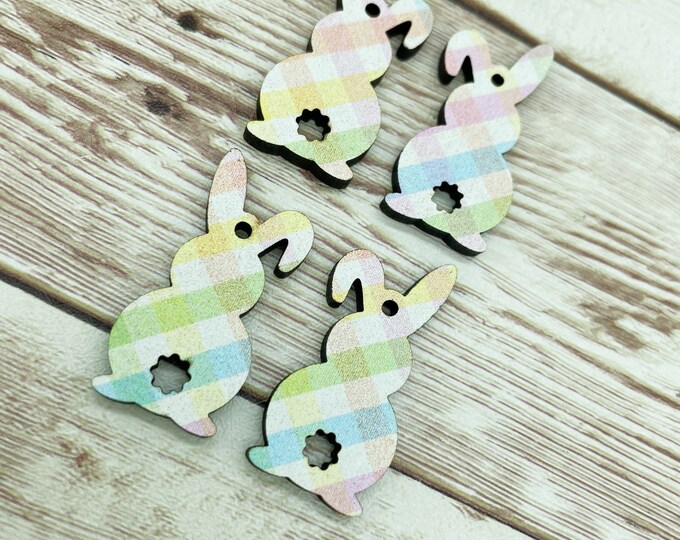 Pastel Plaid Acrylic Bunny Rabbit Easter Earring Blanks, DIY Jewelry ...