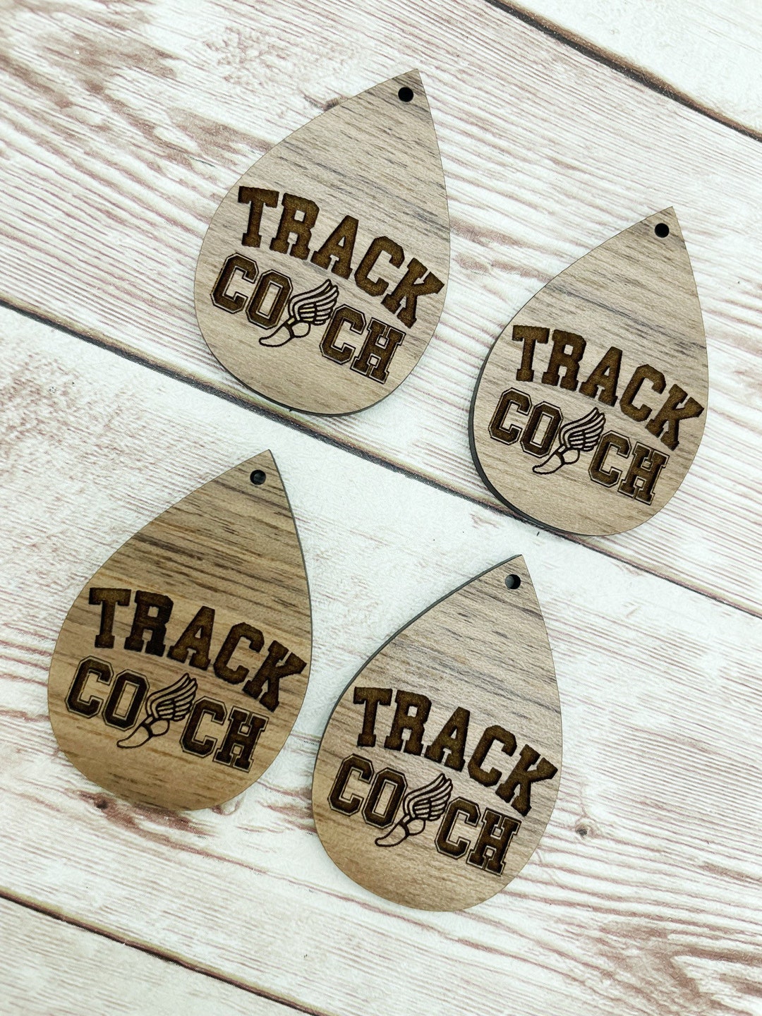 Wood Engraved Track Coach Earring Blanks, Finished Walnut Blank, DIY ...