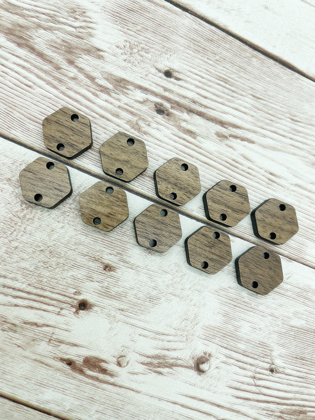 Finished Walnut Hexagon Connectors 2 Hole Earring Blanks Set of 5 Pair ...