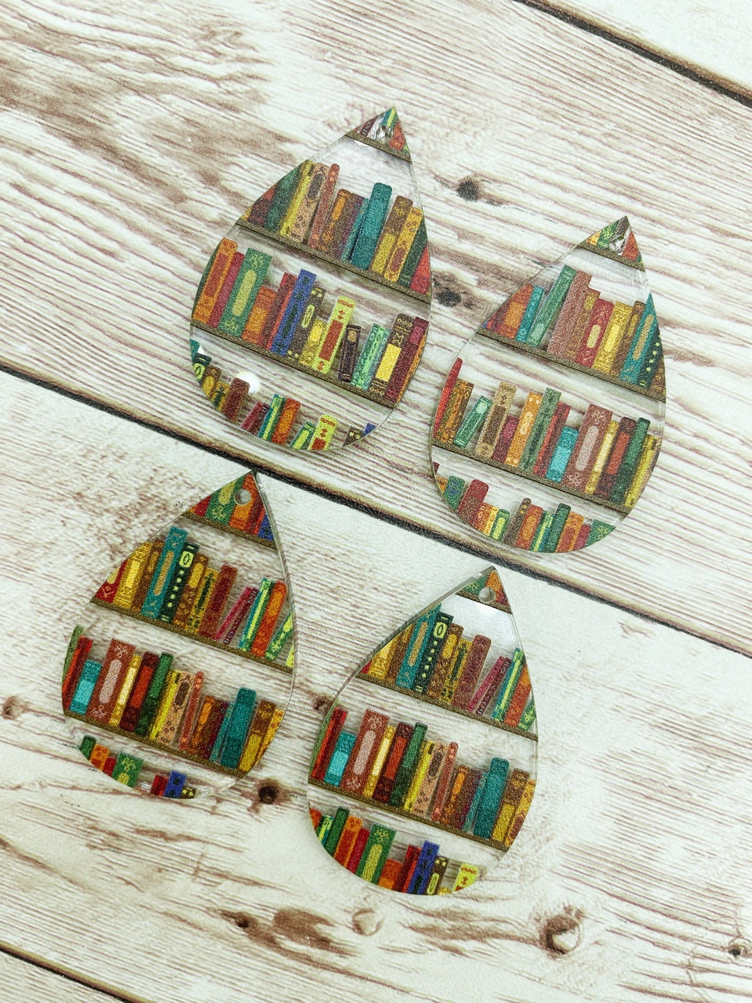 Patterned Books Reading Library Acrylic Teardrop Earring Blanks, DIY ...