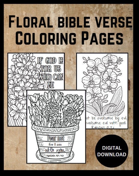 Floral Bible Verse Coloring Pages/printable Coloring Pages/houseplant ...