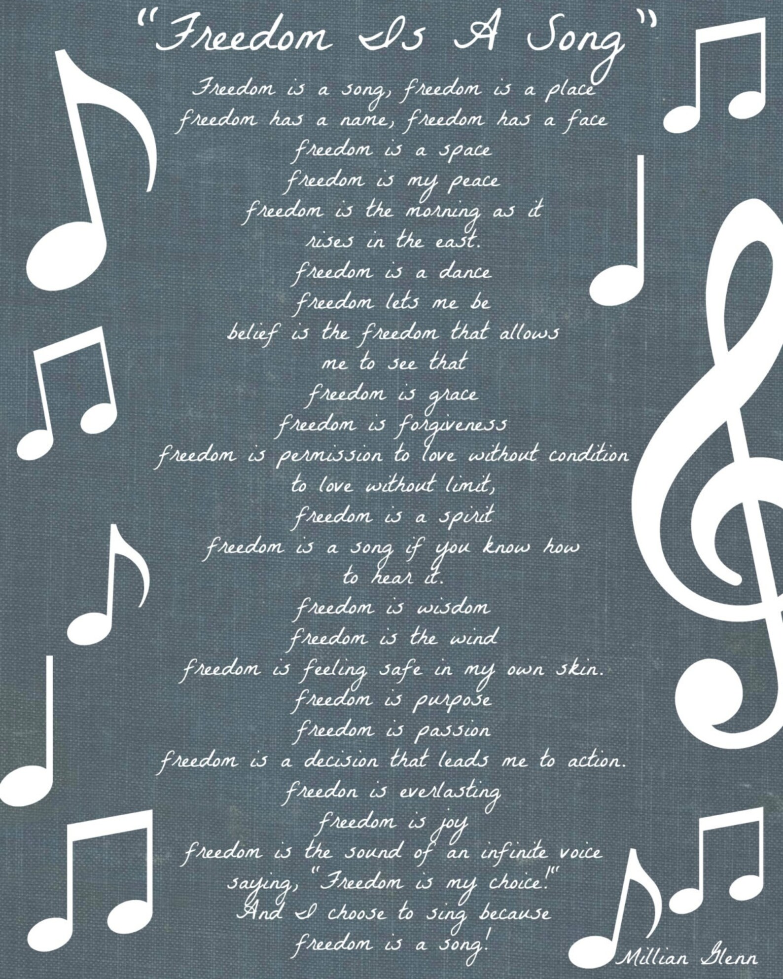 Freedom is A Song Poem Typography and Wall Decor Black and White - Etsy