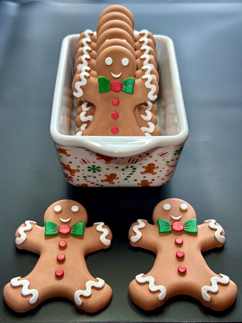 Hand-cast, Hand-painted Gingerbread Men With Ceramic Baking Pan. - Etsy