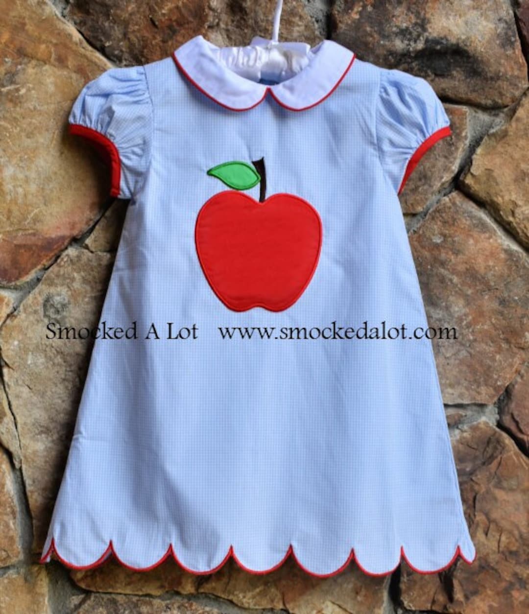 Girls Apple Applique Dress Back to School First Day of School With ...
