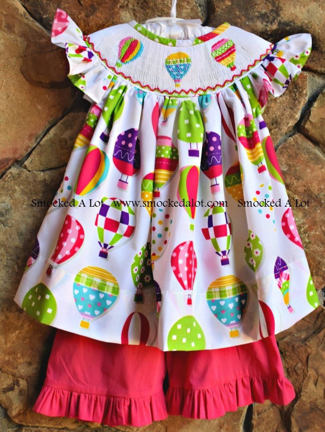 Girls Smocked Hot Air Balloon Shorts Set Size 10. Ruffled Outfit ...