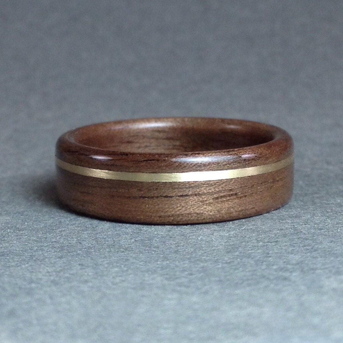 Wooden Wedding Band Bentwood Ring Brass Inlay Wood Ring for | Etsy