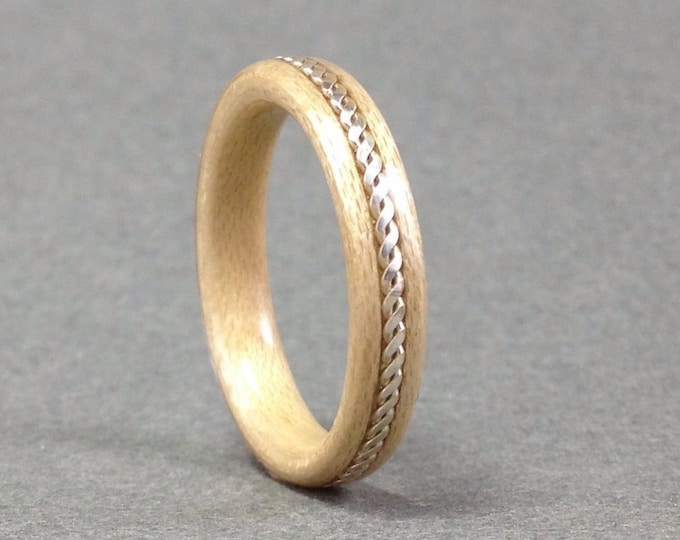 Bentwood Maple Ring With Sterling Silver Inlay, Wood Engagement Ring ...
