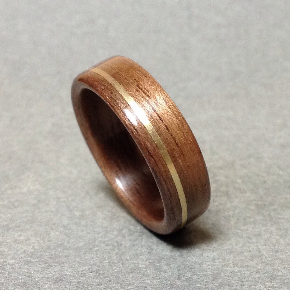 Wooden Wedding Band Bentwood Ring Brass Inlay Wood Ring for | Etsy