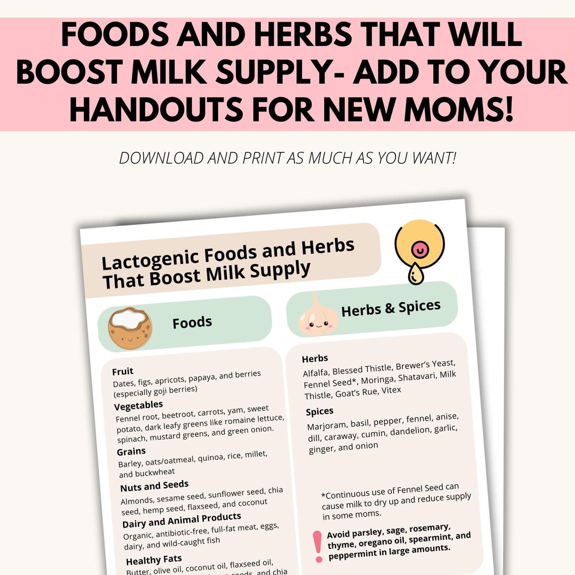 Breastfeeding Guide With Lactogenic Foods and Herbs, Breastfeeding ...