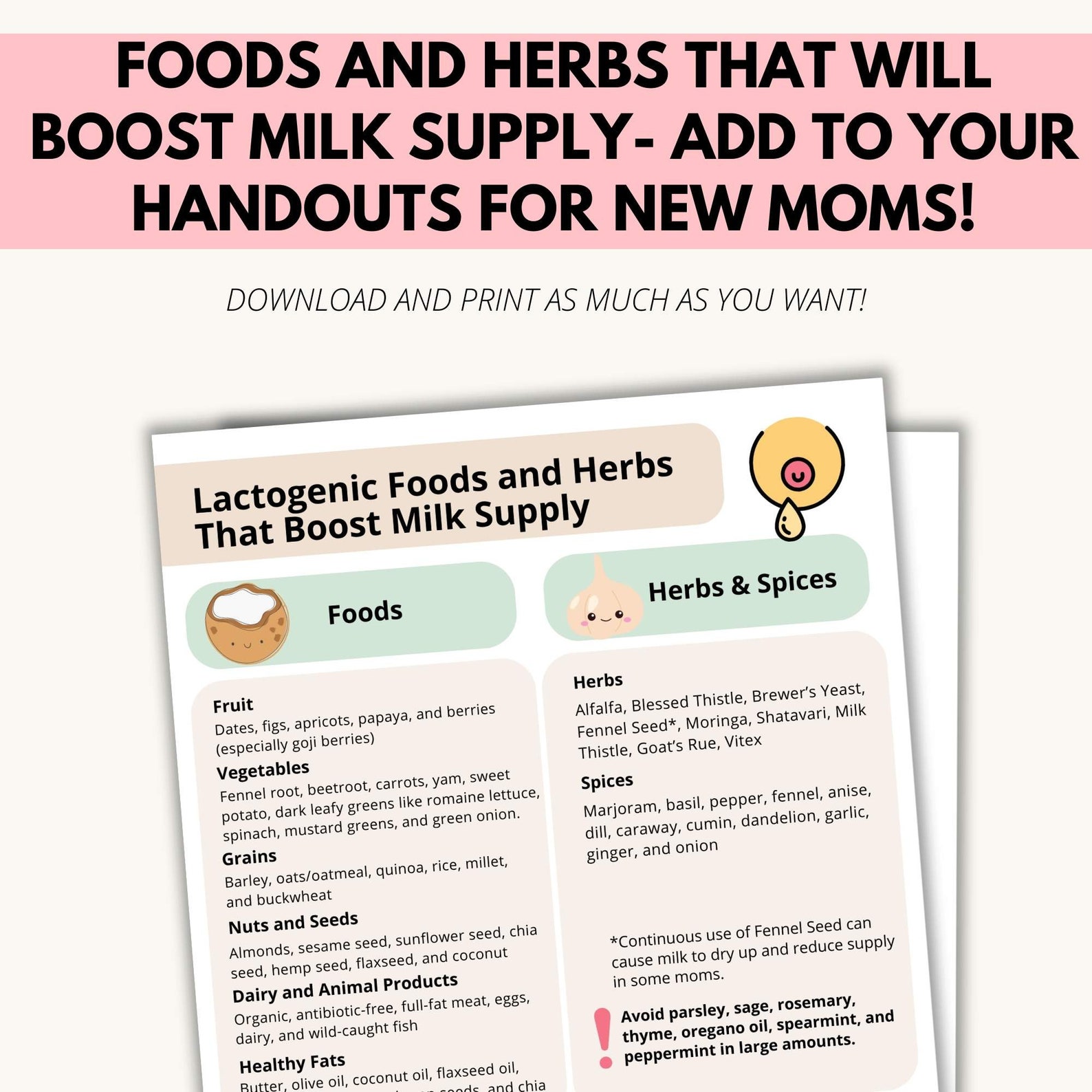 Breastfeeding Guide With Lactogenic Foods and Herbs, Breastfeeding ...