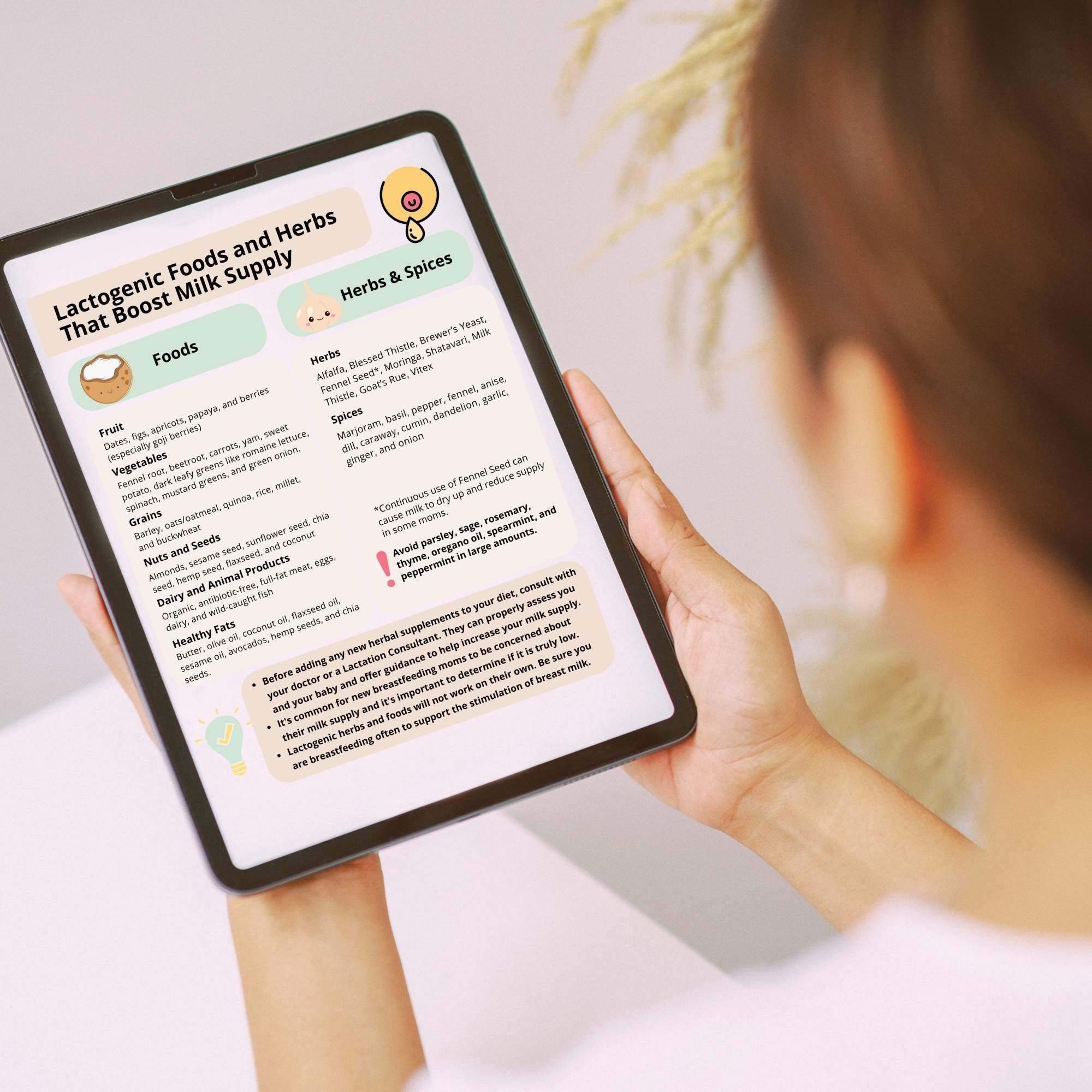 Breastfeeding Guide With Lactogenic Foods and Herbs, Breastfeeding ...