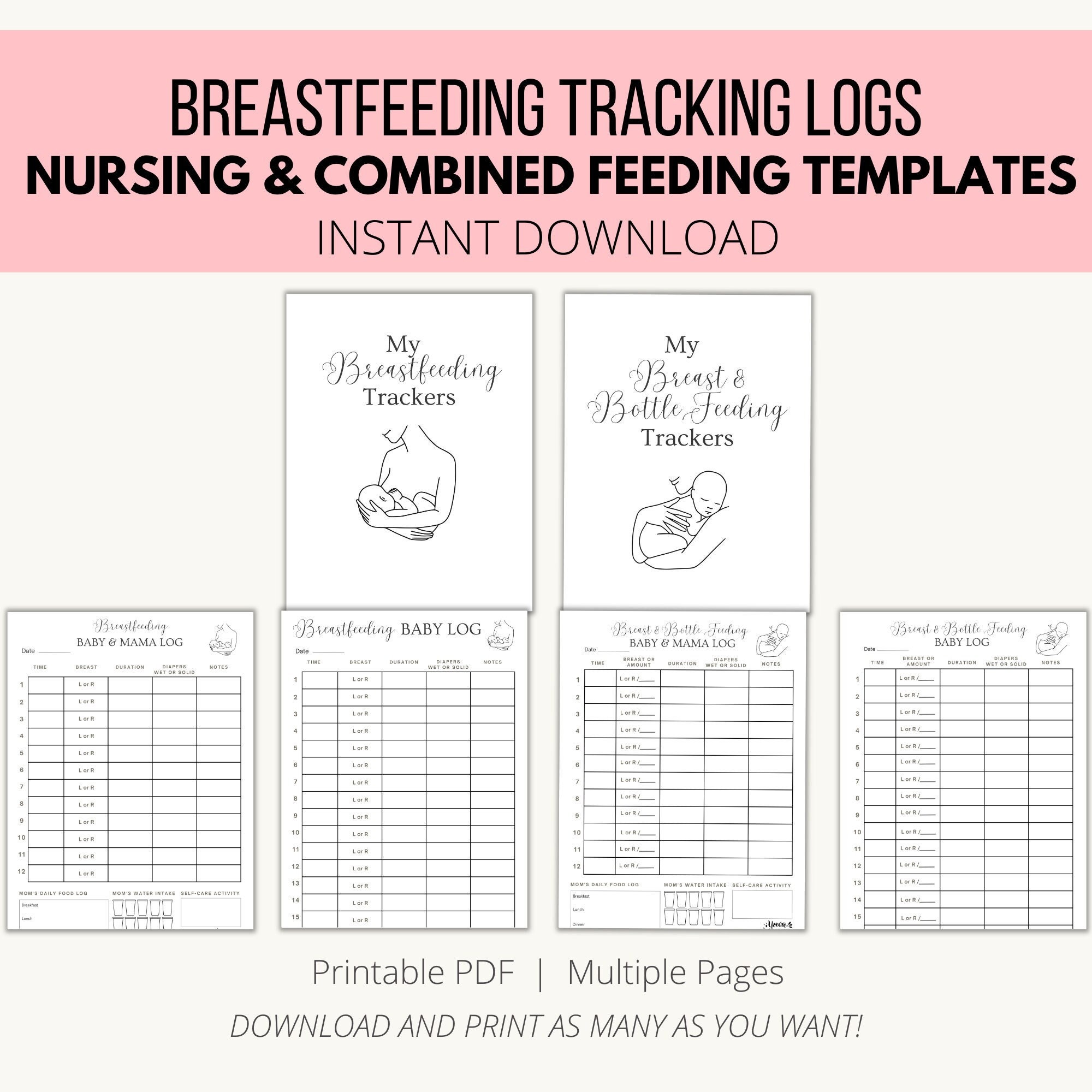 Baby Feeding Log Printable, Breastfeeding Log, Bottle Feeding Log ...