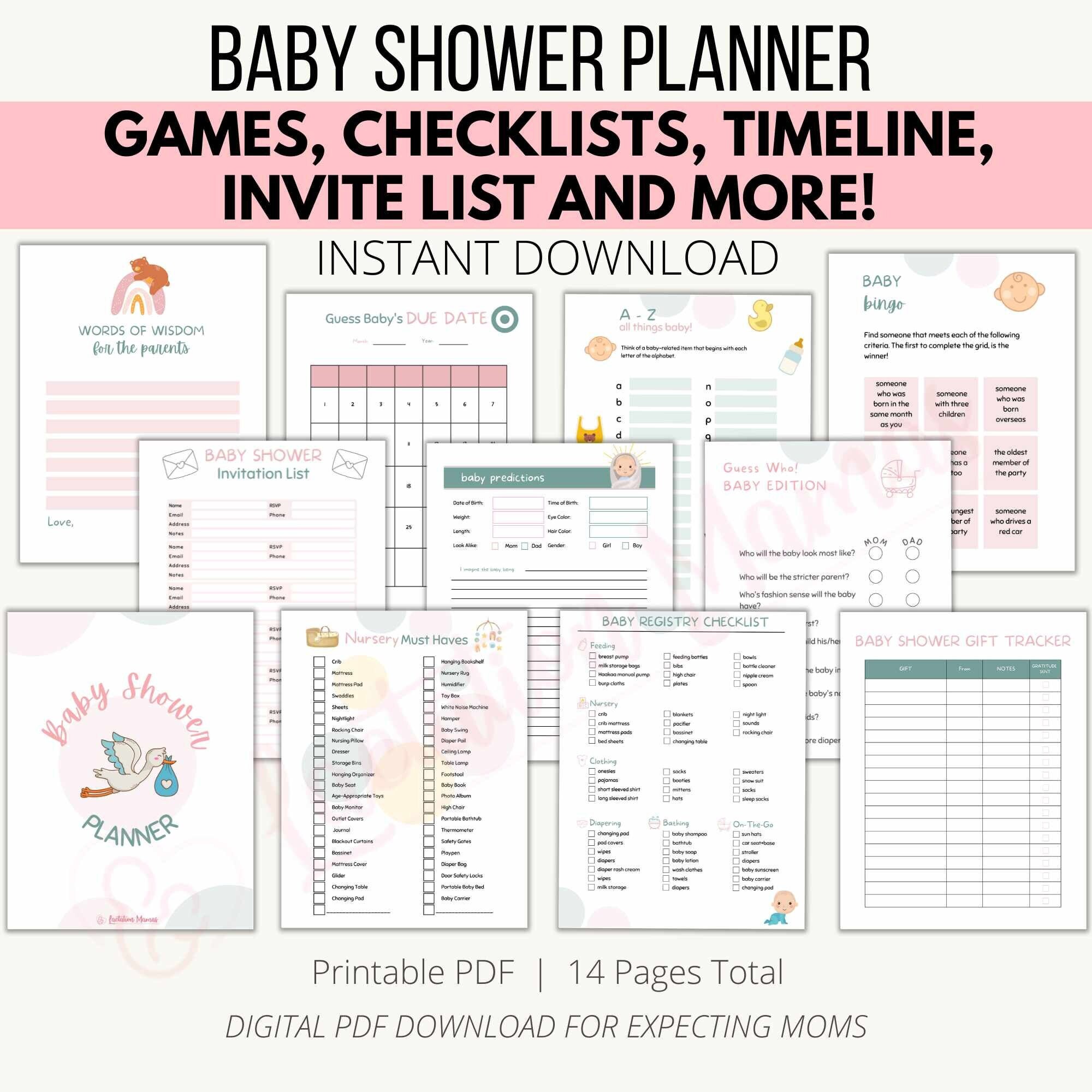 Baby Shower Planner Printable, Shower Planner, Party Planner, Digital ...