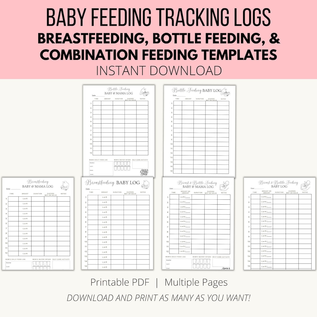Baby Feeding Log Printable, Breastfeeding Log, Bottle Feeding Log ...