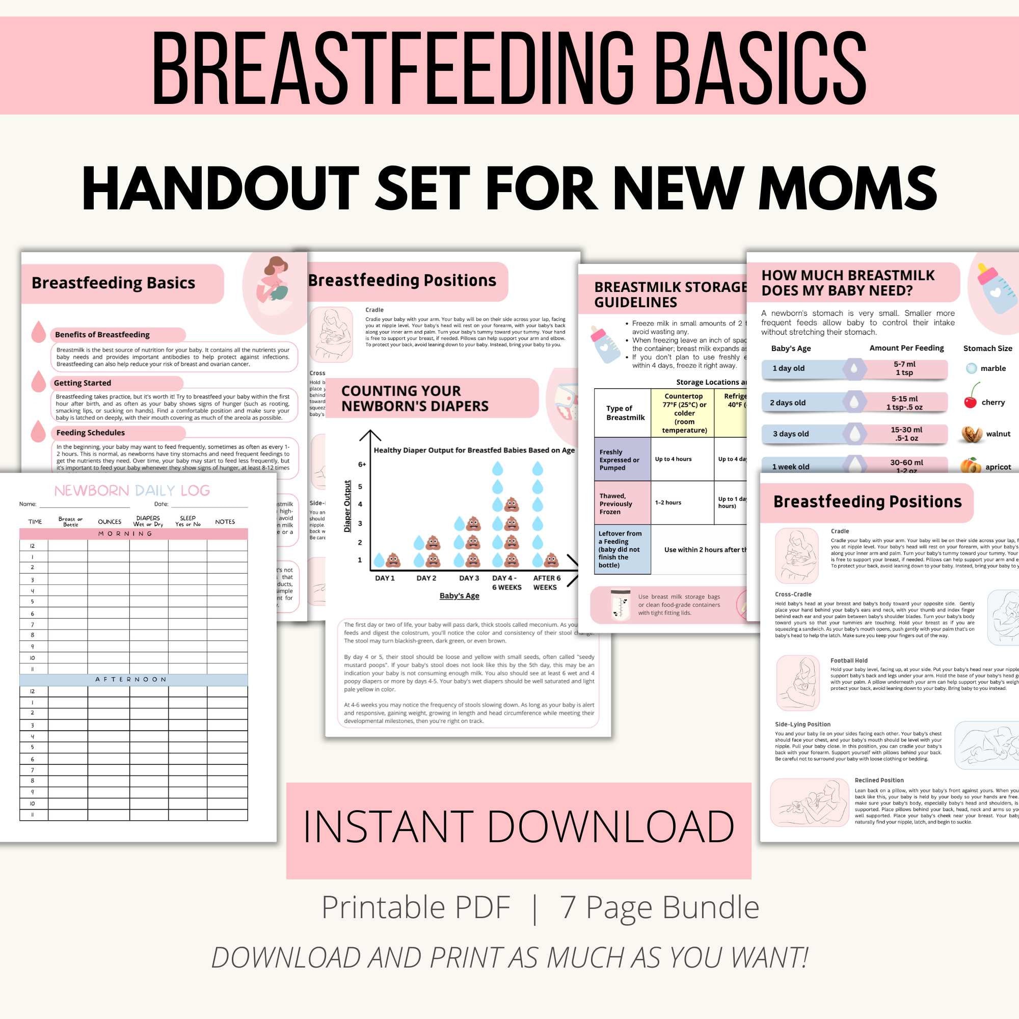 Postpartum Handouts for Breastfeeding, Baby Feeding, New Moms, IBCLC ...