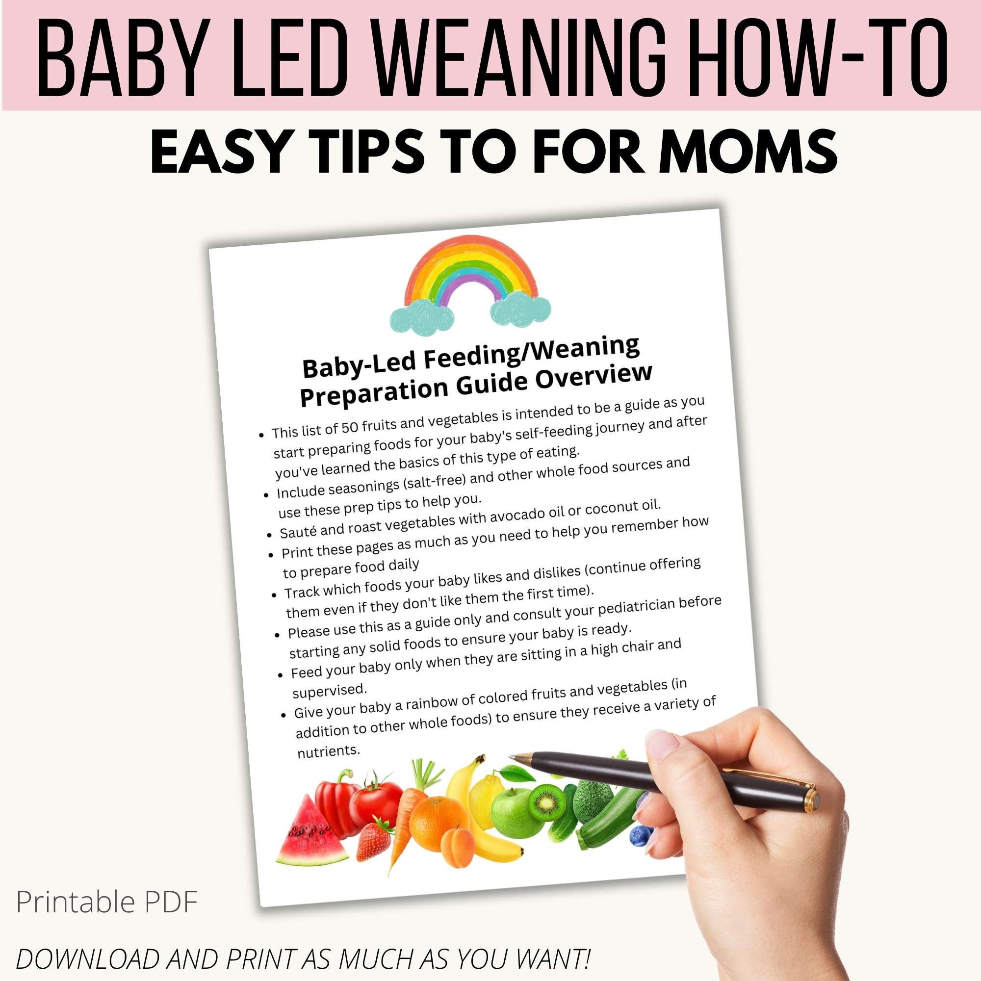 Baby Led Weaning Prep Guide Printable, BLW Guide Checklist, 100 First ...