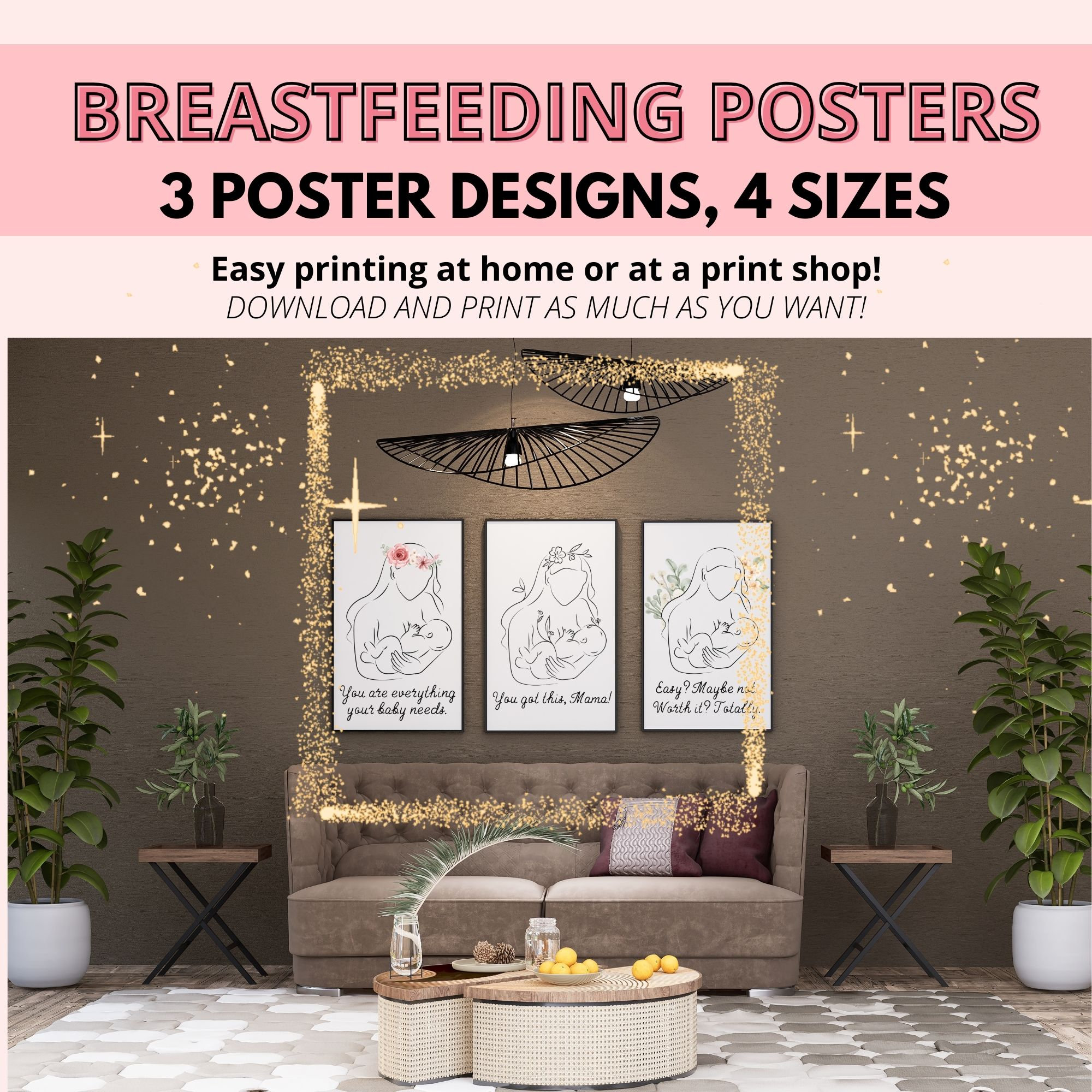 Nursing Poster With Breastfeeding Art for Breastfeeding Moms, Mom ...