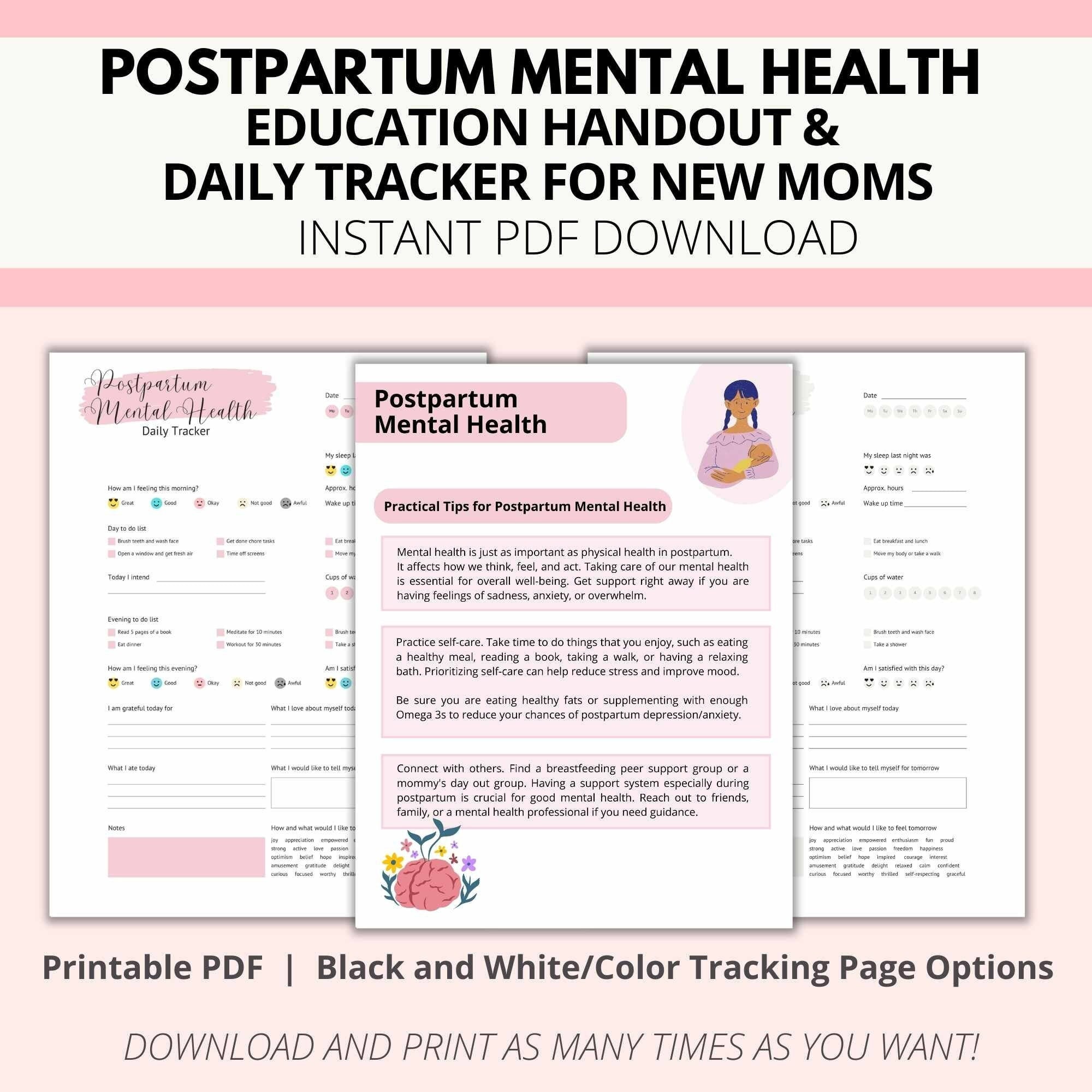 Postpartum Mental Health PDF, Postpartum Handouts, Breastfeeding ...