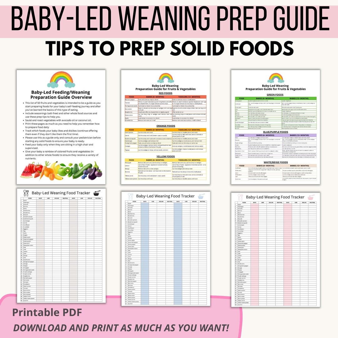 Baby Led Weaning Prep Guide Printable, BLW Guide Checklist, 100 First ...