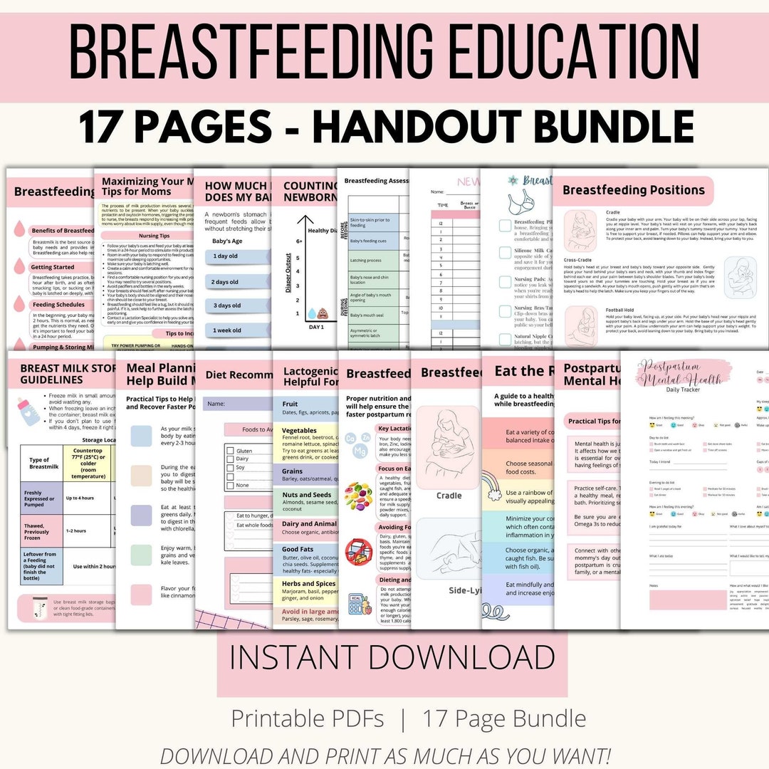 Breastfeeding Education, Breastfeeding Guide PDF, Postpartum Handouts ...