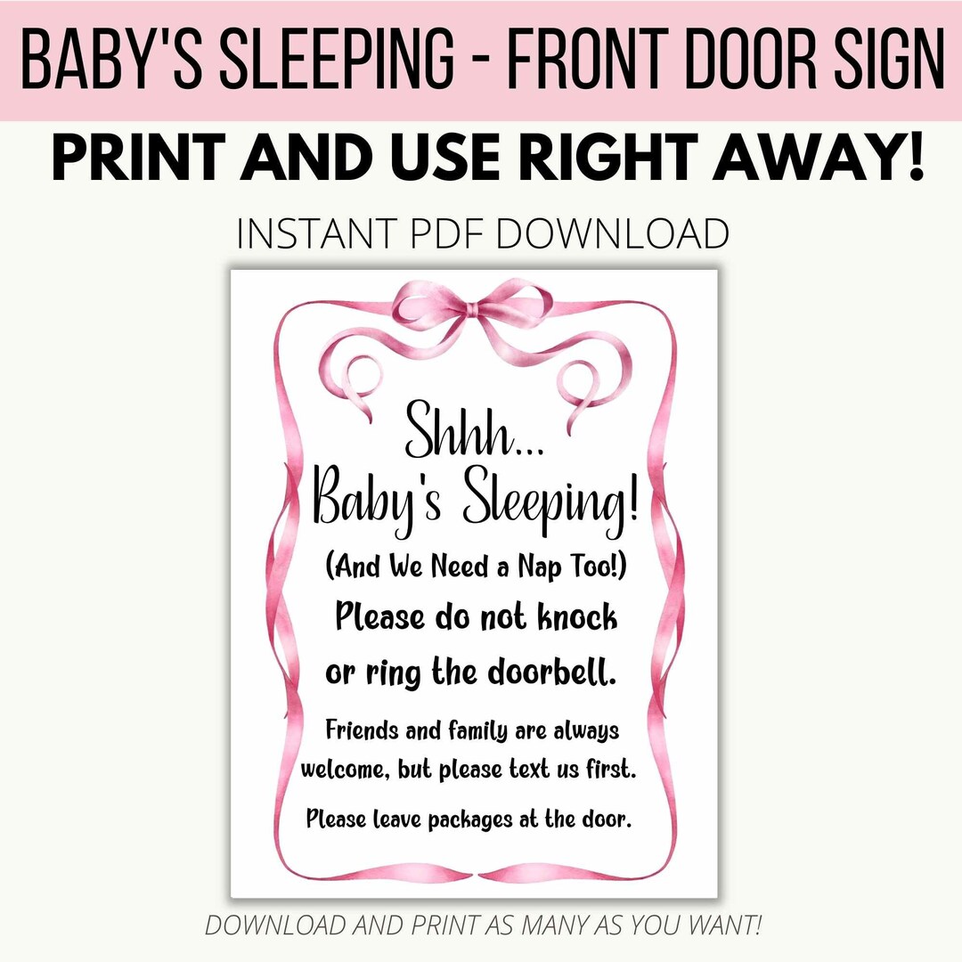 Baby Sleeping Door Sign Pink | Do Not Knock | Baby Shower Gift | Shhh ...