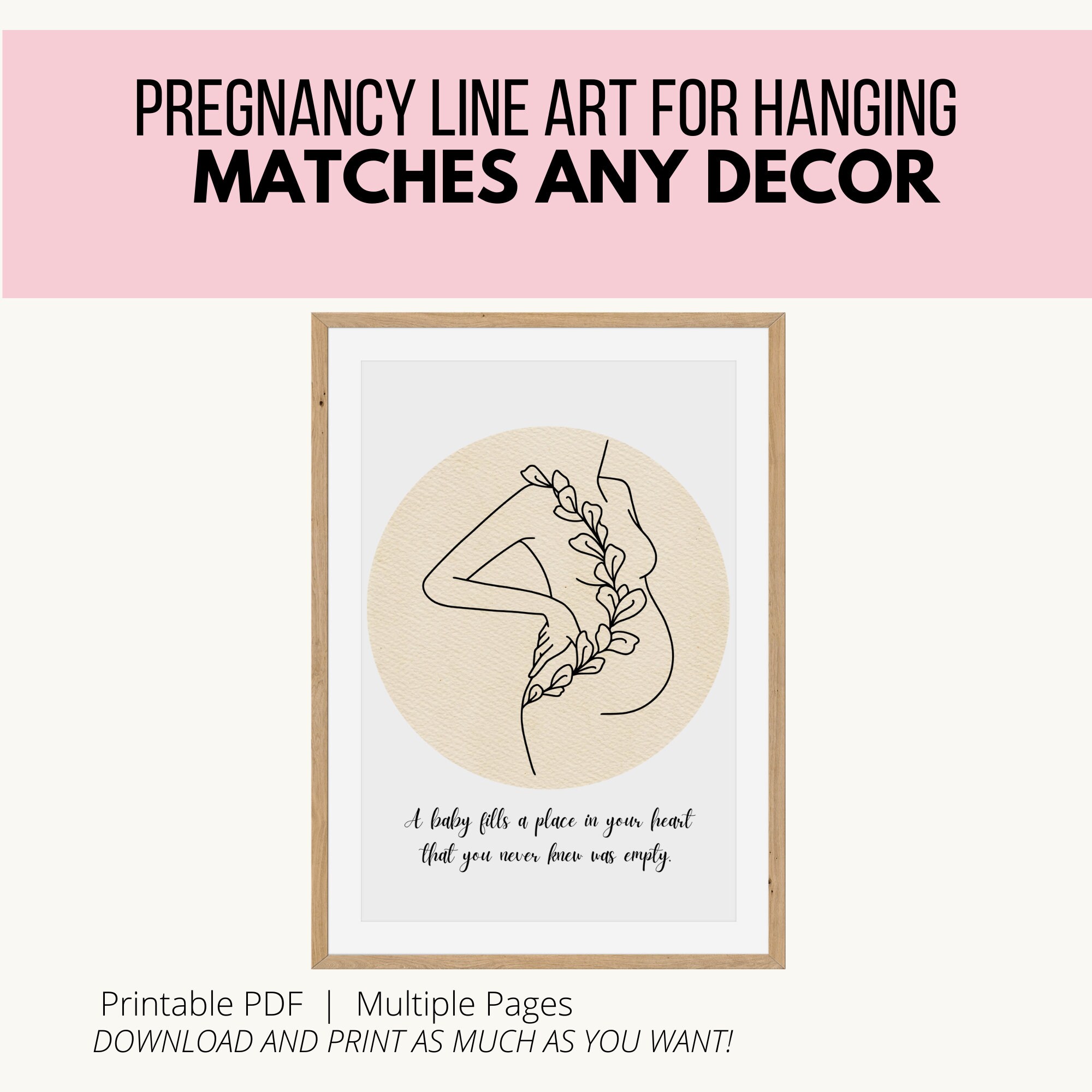 Nursery Wall Art Pregnancy Print Female Body Line Art Digital PDF ...