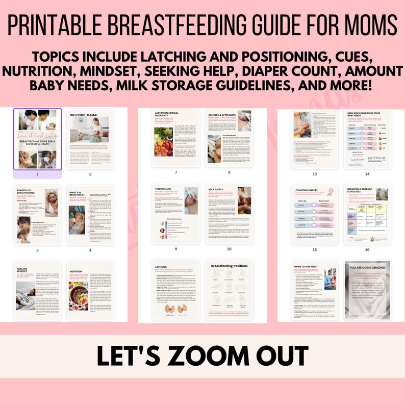 Breastfeeding Guide, Postpartum Breastfeeding Brochure, Baby Feeding ...