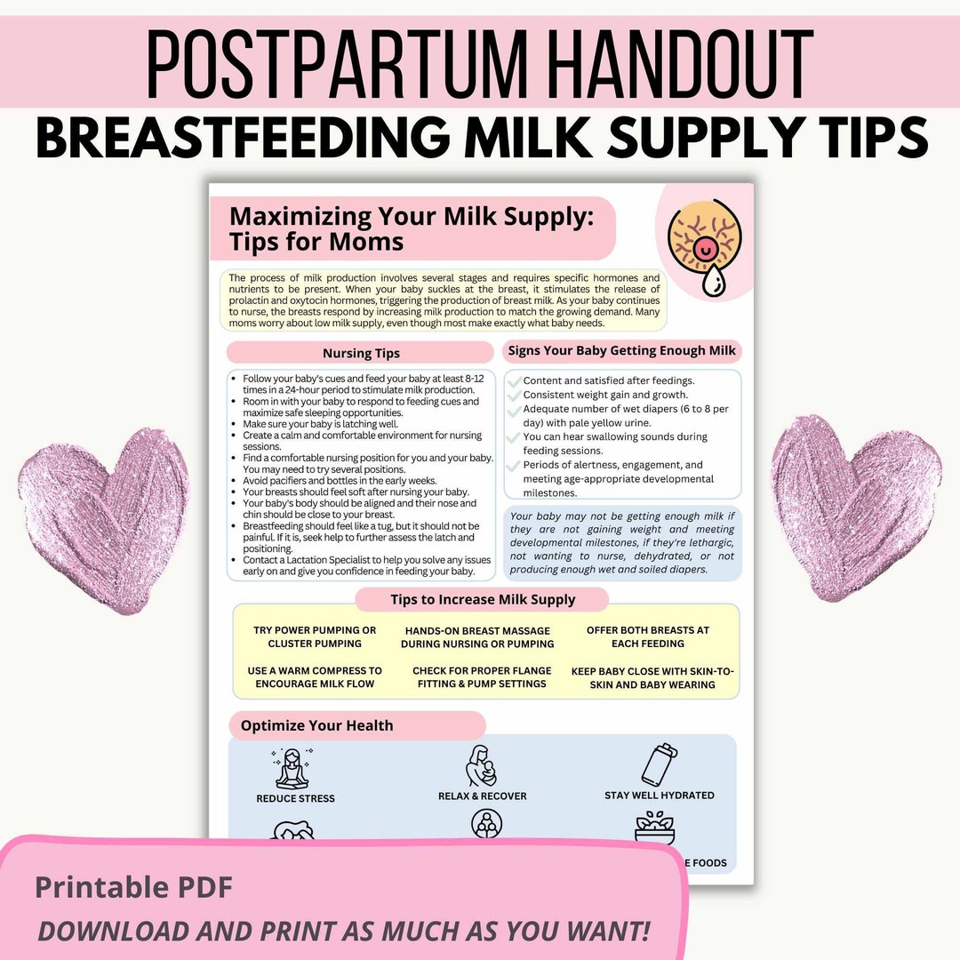 Postpartum Handout Breast Milk Supply Tips Printable - Etsy