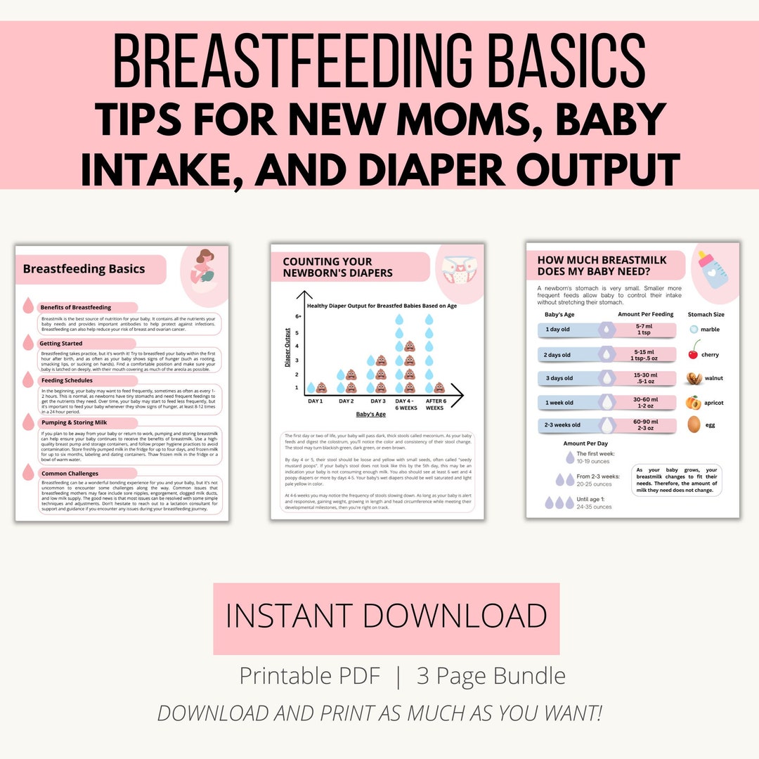Newborn Baby Breastfeeding Postpartum Handouts | Digital Download | 3 ...